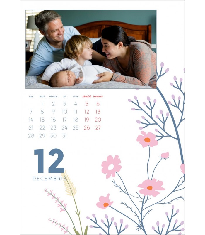 Wall Calendar with Your Photo "Flowers" A4|Photo calendars|- mrgift.ro