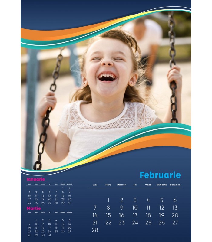 Calendar de Perete cu Poza Ta "Blue" A4 | Calendar cu poze|- mrgift.ro