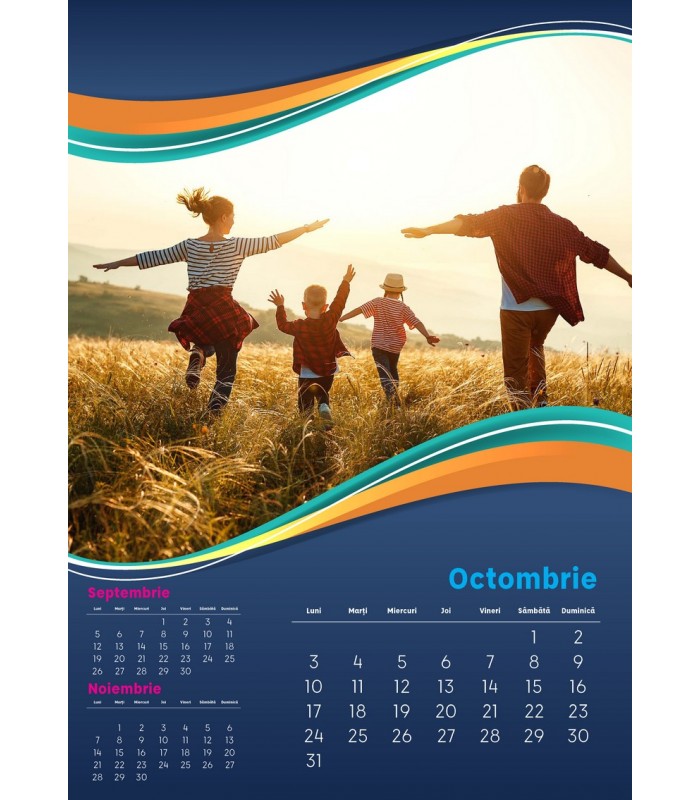 Calendar de Perete cu Poza Ta "Blue" A4 | Calendar cu poze|- mrgift.ro