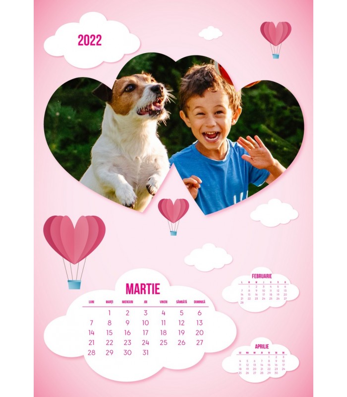Calendar de Perete cu Poza Ta "Love" A3 | Calendar cu poze|- mrgift.ro